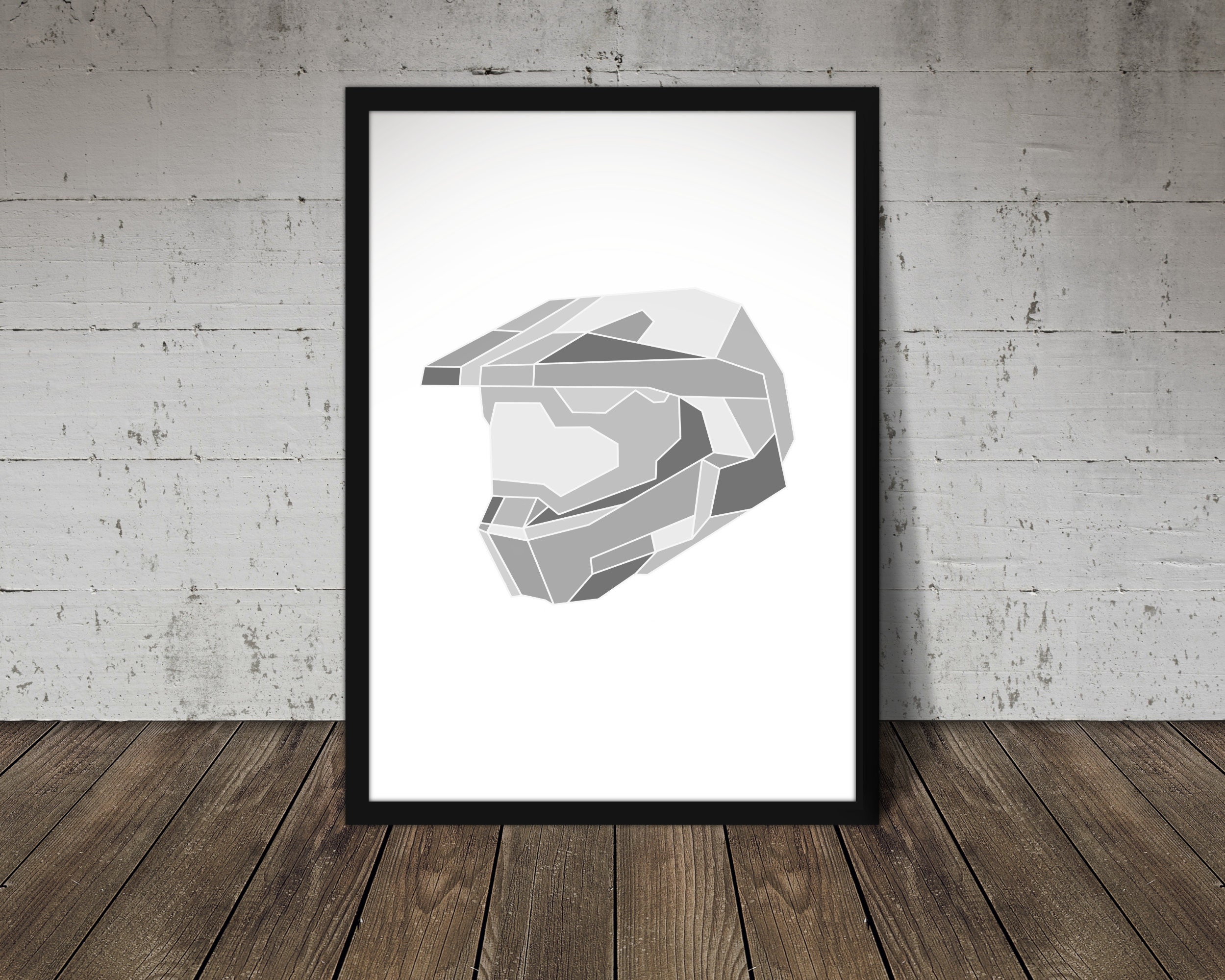 Halo white Master Chief Helmet Abstract Poster Print. - Etsy