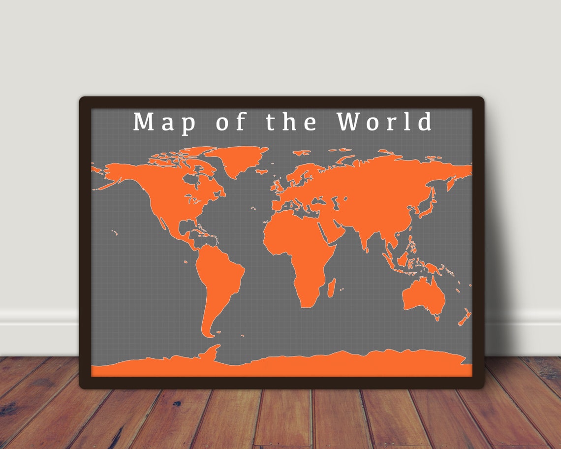 All Orange Map of the World - Etsy