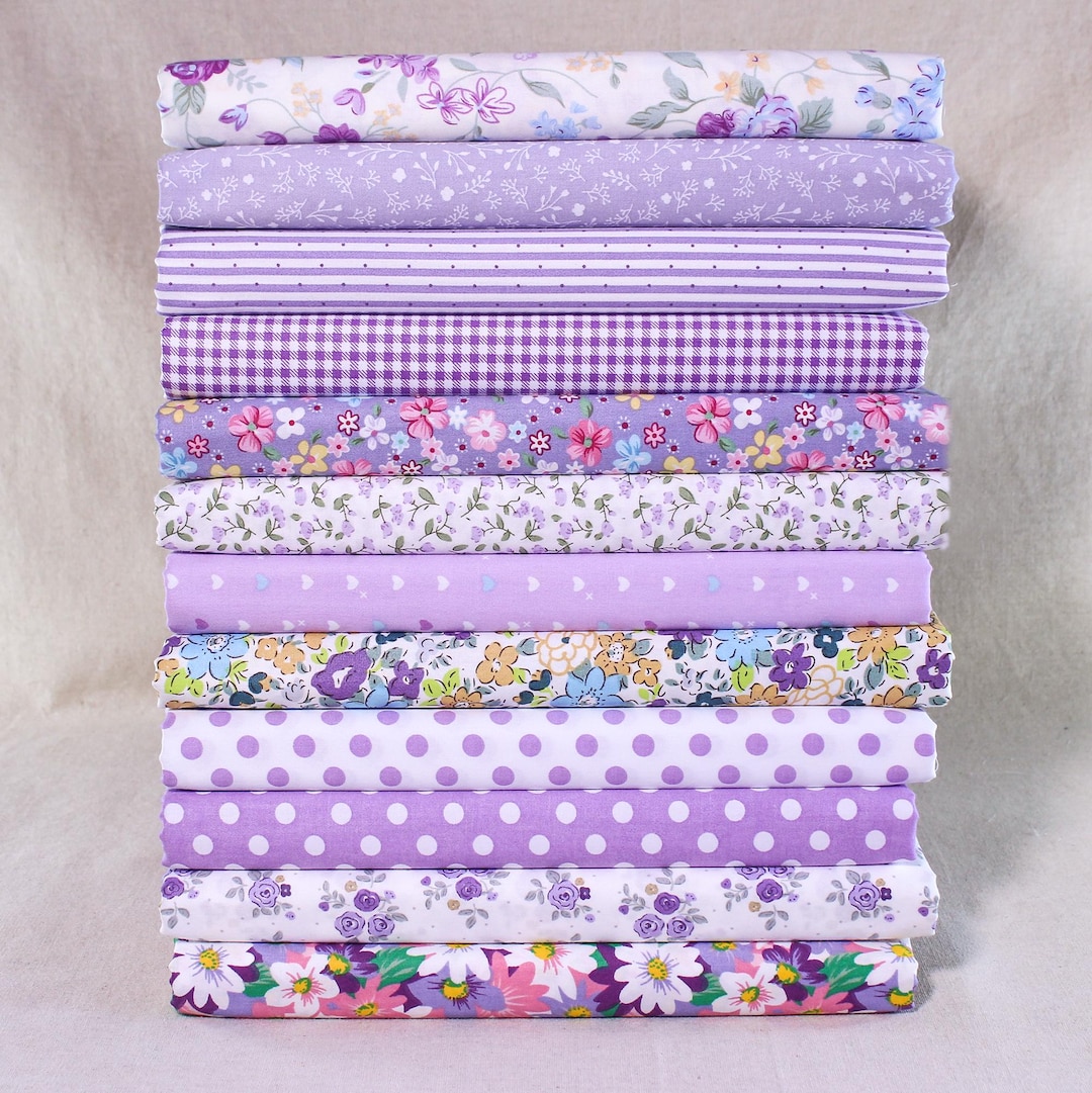 12 Assorted Purple Cotton Print Fabric Quilting,sewing Floral Flower ...