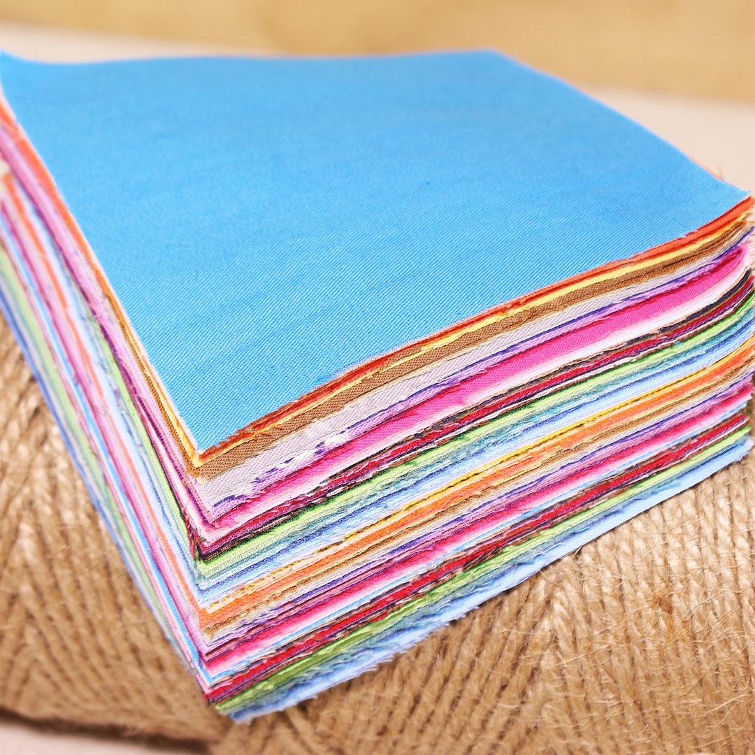 50 Multicolor Plain Solid Fabric,charm Cotton Squares,fabric Bundle ...