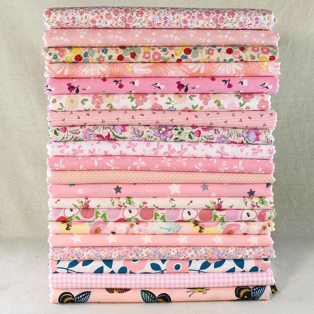 20 Pink Cotton Fabric Bundle,floral Printed Precut 8" Squares,fabric ...