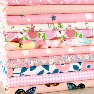 20 Pretty Pink Cotton Fabric Bundle,floral Printed Precut 8" Squares ...
