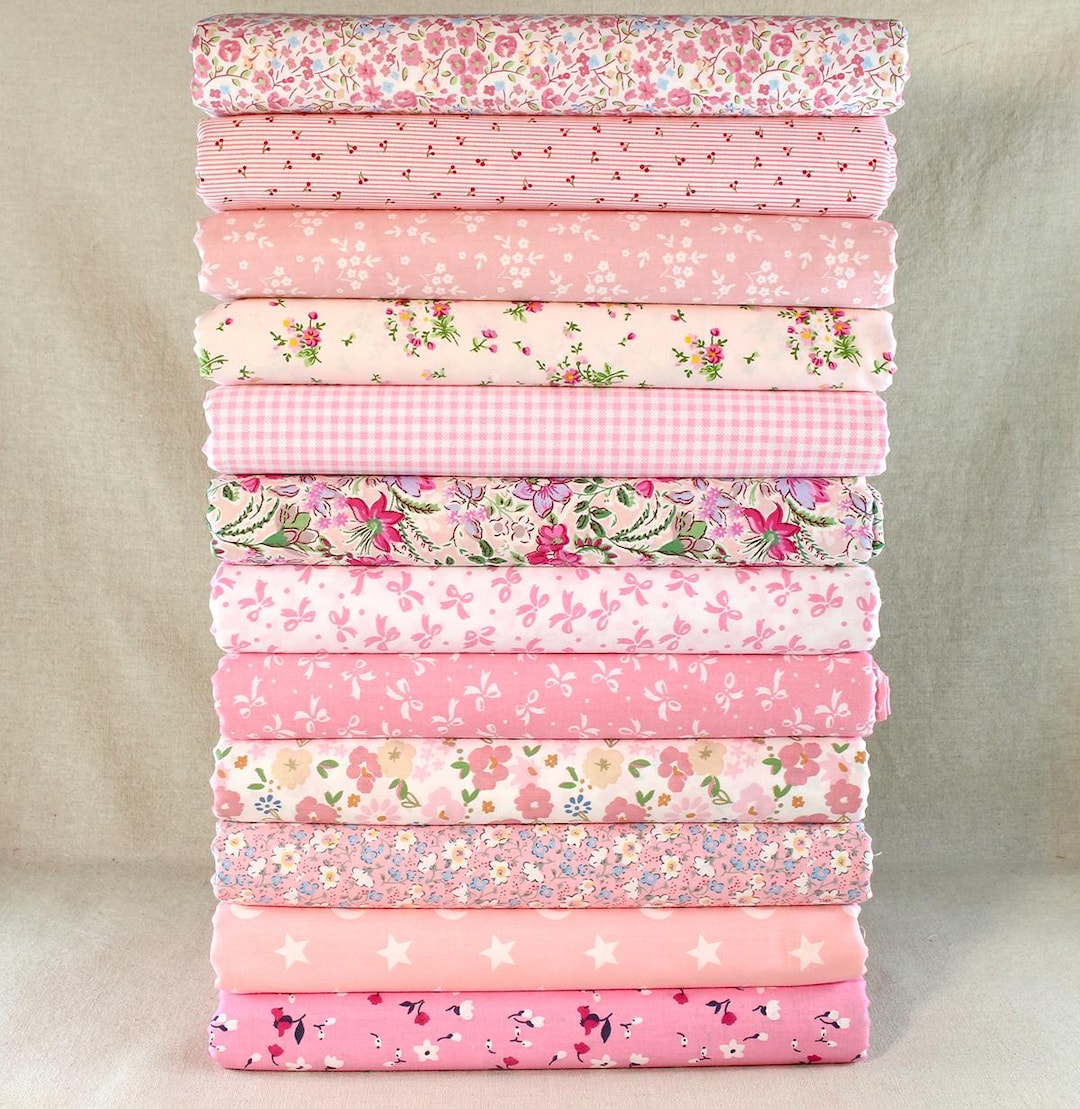 12 Assorted Pink Cotton Print Fabric Quilting,sewing Floral Flower ...