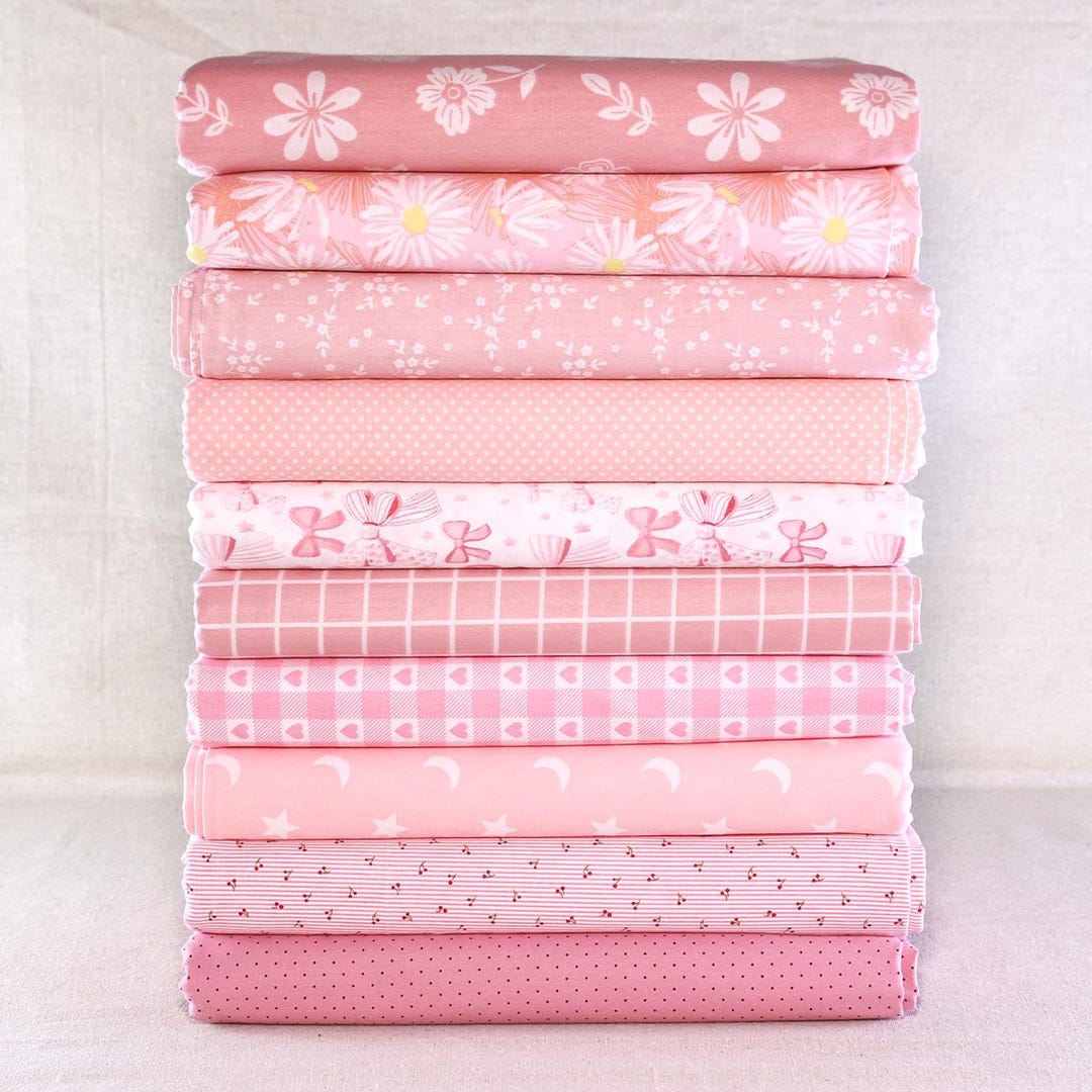 10 Soft Pink Cotton Print Fabric Quilting,sewing Floral Flower Fabric ...