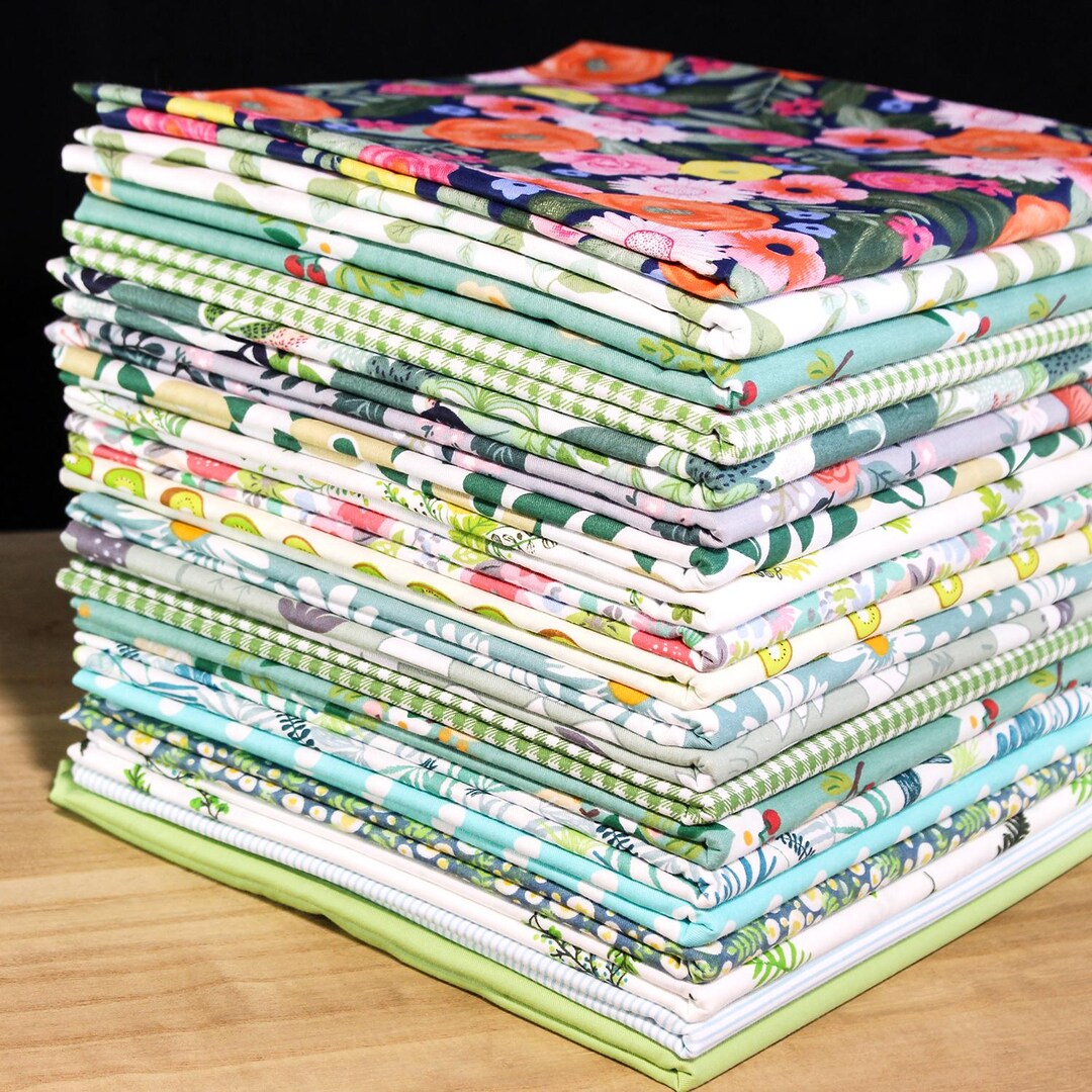 60 Green Cotton Charm Pack Fabric,precut 5" Fabric Squares,floral ...