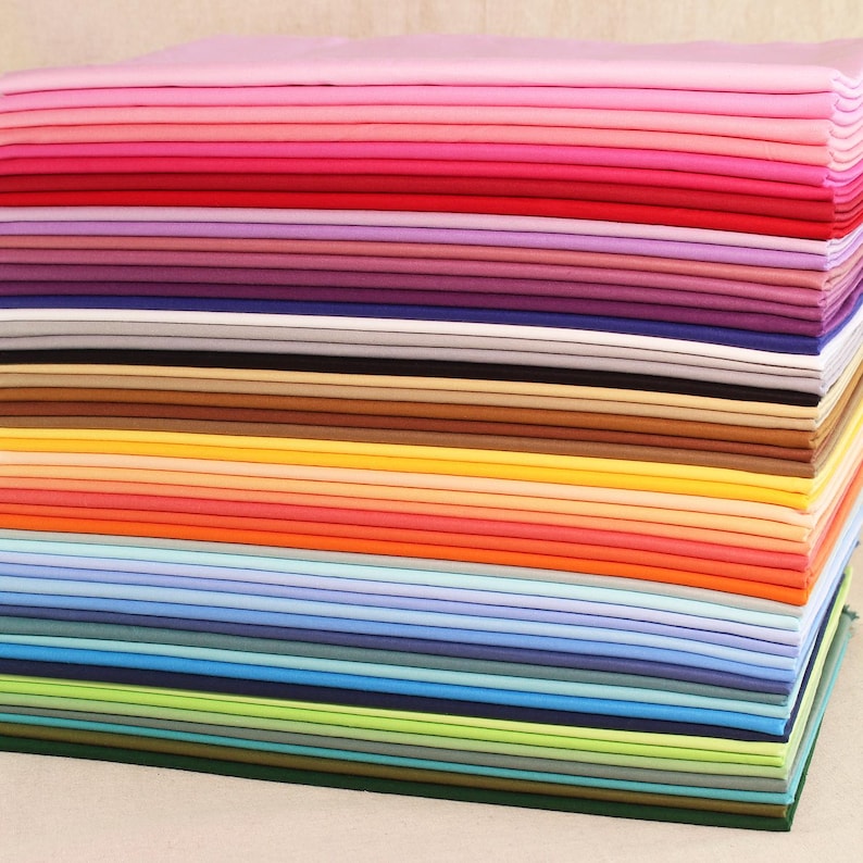 50 Multicolor Solid 15cm Squares Fabric,rainbow Fabric,fabric Scraps ...