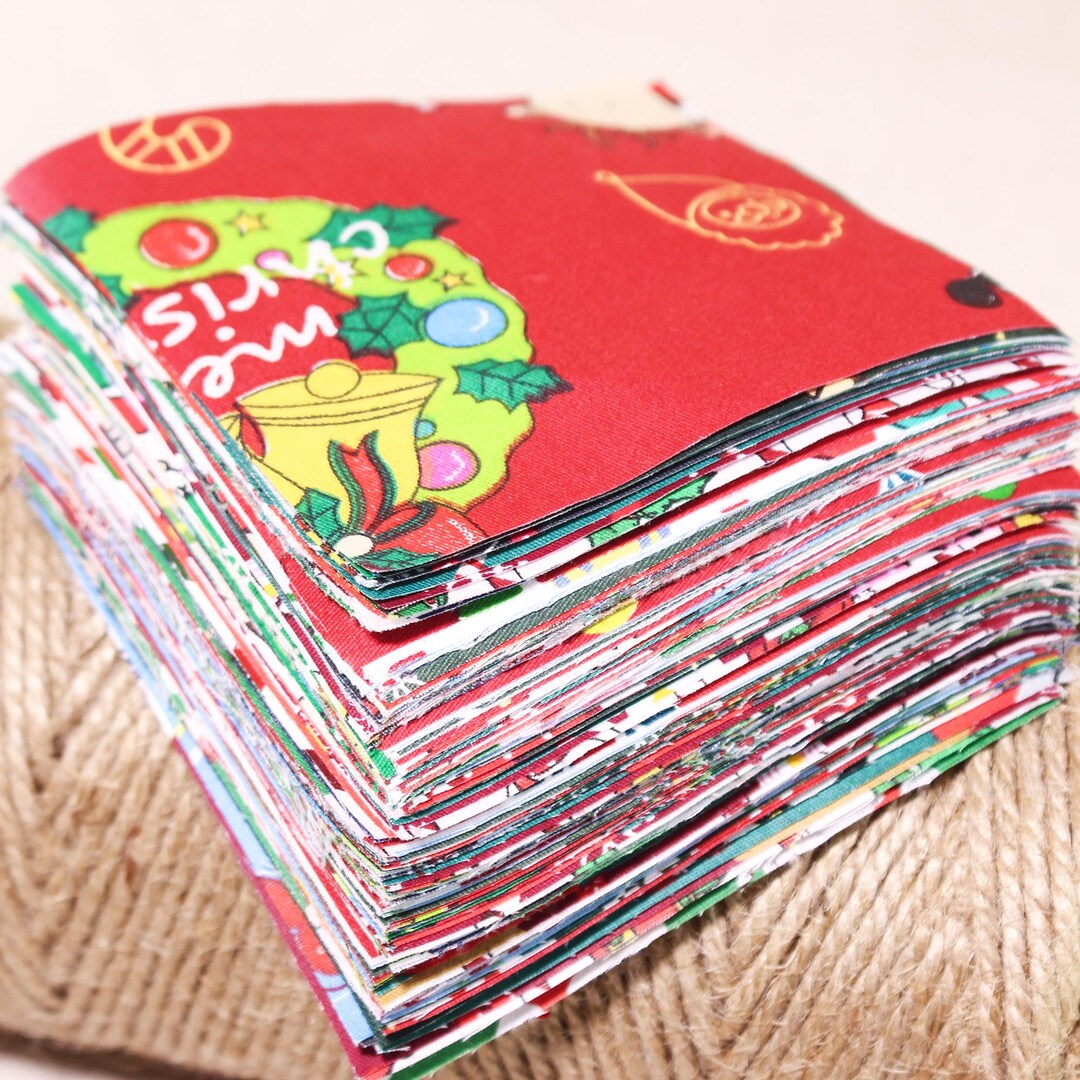 100 Cotton Christmas Fabric Bundle,precut 4" Charm Fabric Squares,red ...