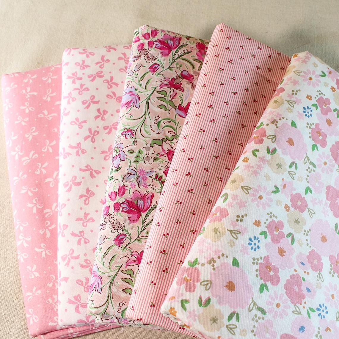 20 Pretty Pink Cotton Fabric Bundle,floral Printed Precut 8" Squares ...