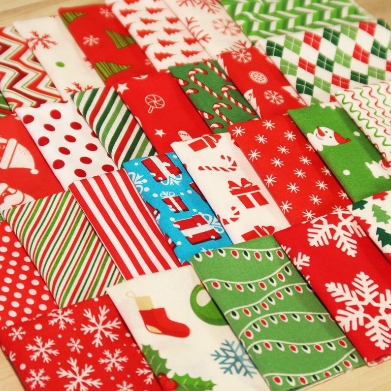 Charm Pack Christmas Fabric,red Green 100% Cotton Fabric Bundle,pre Cut ...