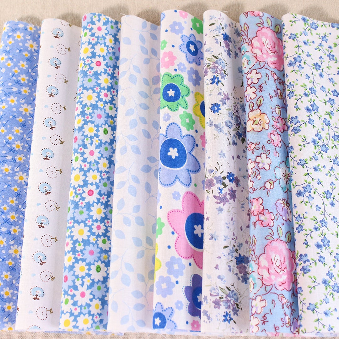 16 Assorted Blue Precut Charm 10 Squares Cotton Fabric Bundle Quilting ...