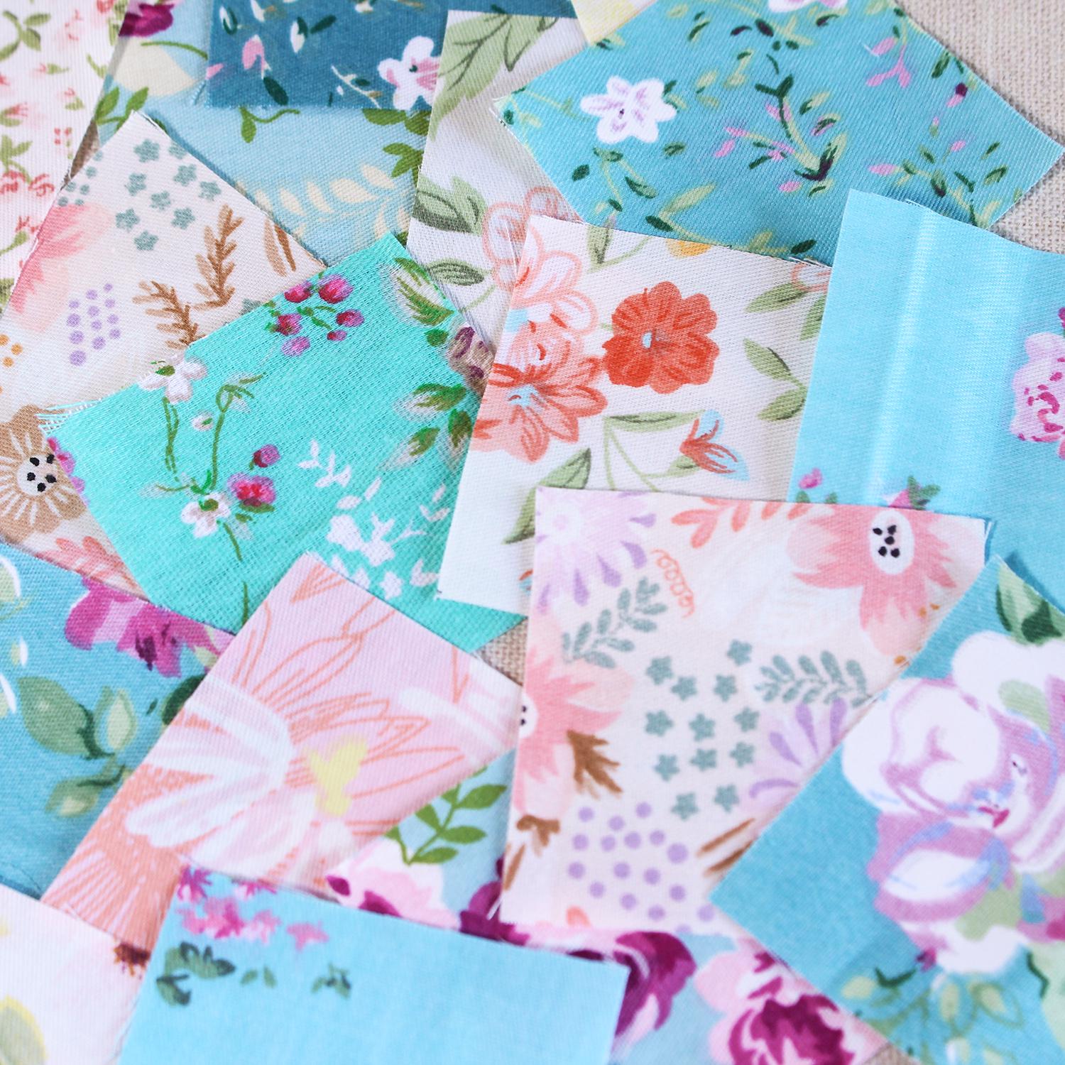 300 Mini Charm Square Fabric,flower Floral Print Fabric,fabric Scraps ...