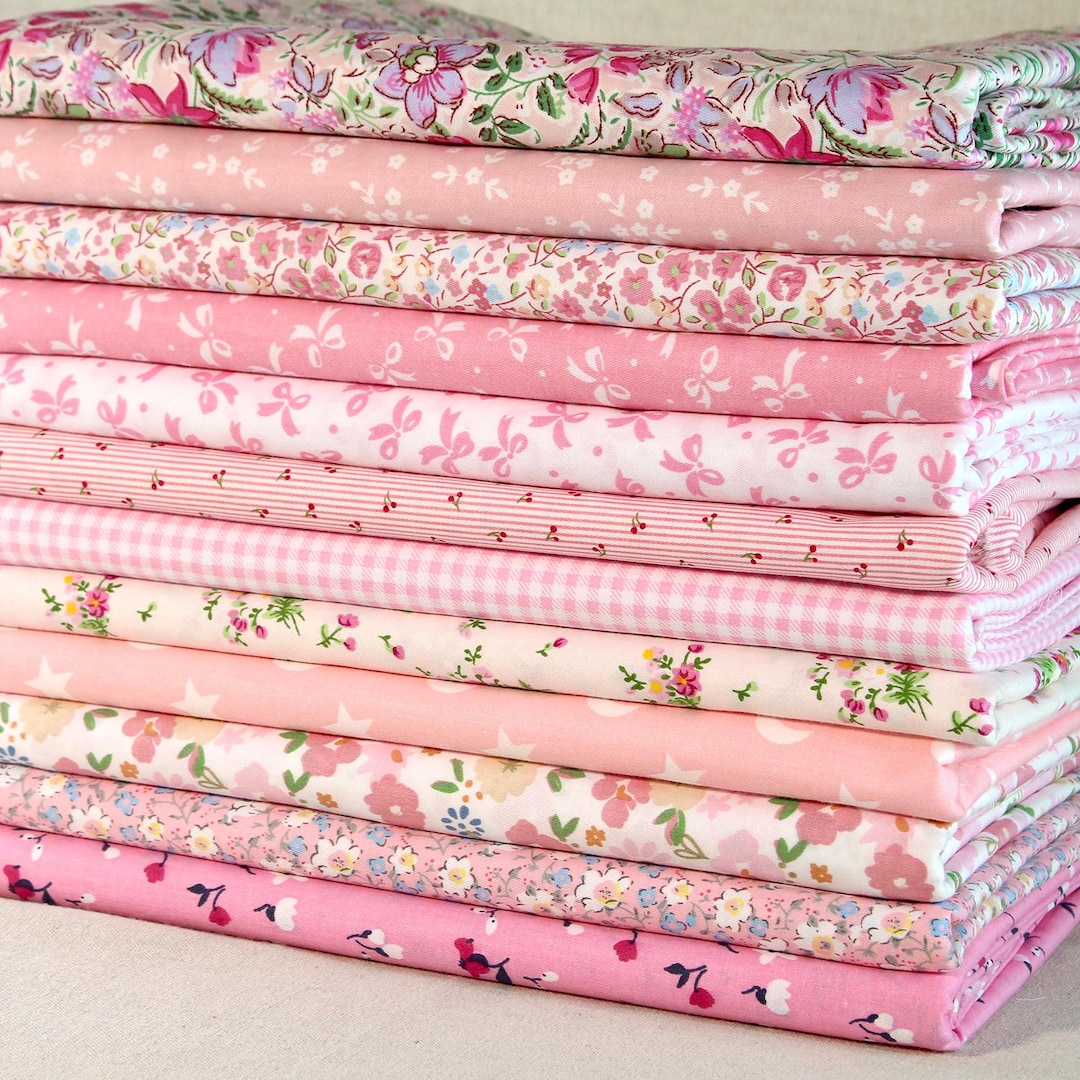12 Pink Floral Cotton Fabric,quilting Fabric,quilt Precut 10" Sqaures ...