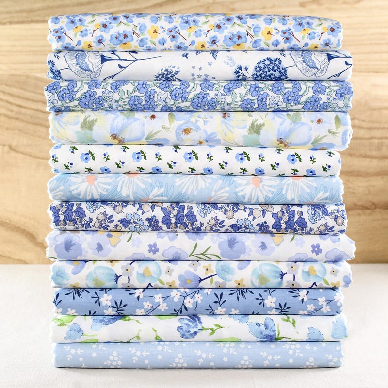 Blue Floral Quilt Pillow - Etsy UK