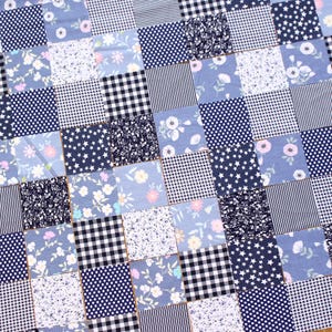 100 Mix Blue Floral Fabric,precut 4 Inch Squares Fabric Patchwork ...