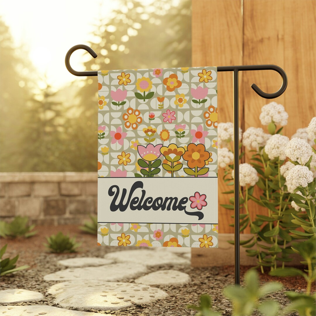 Retro Spring Floral Garden Flag Welcome Flag for Porch and Yard - Etsy