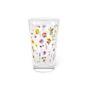 Cottagecore Wildflowers Iced Coffee Glass - ONE 16oz Pint Glass With ...