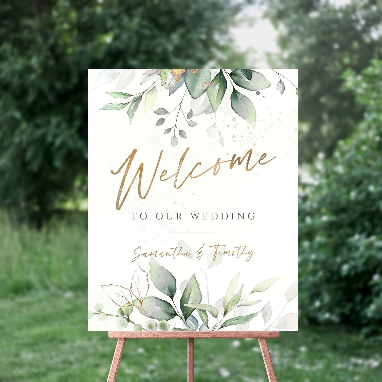 Eucalyptus & Gold Wedding Welcome Sign Printable, Greenery Wedding, Pdf ...
