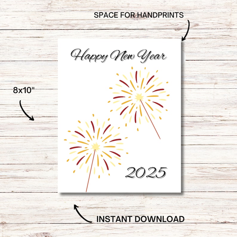 New Year Handprint Art, New Years 2025, Baby Kids Toddler Preschool ...