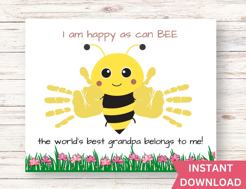 Happy as Can Bee...handprint Art Keepsake for Grandpa From Grandchild ...