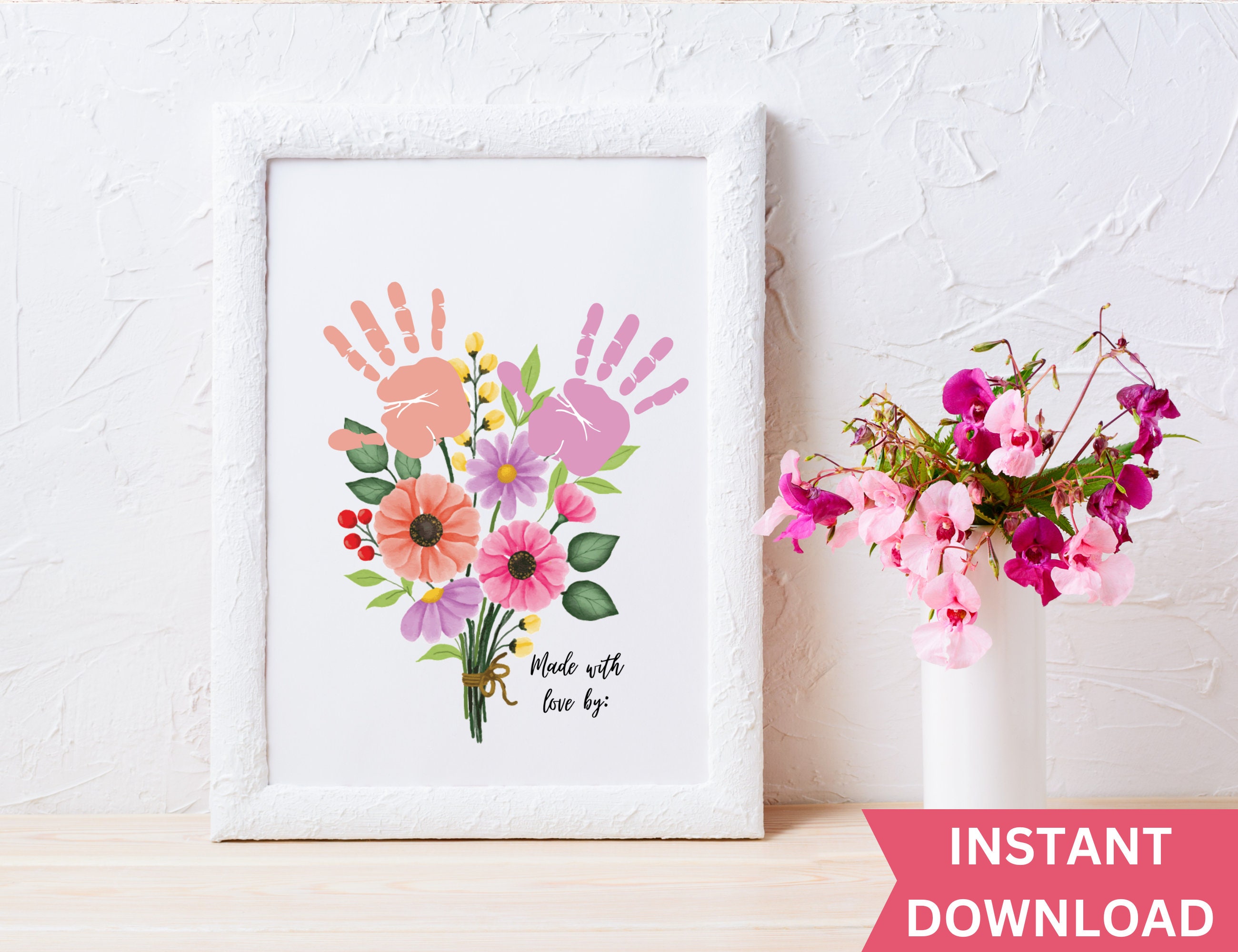 Handprint Flower Bouquet Flower Handprint Sign Handprint Gift for Nana ...