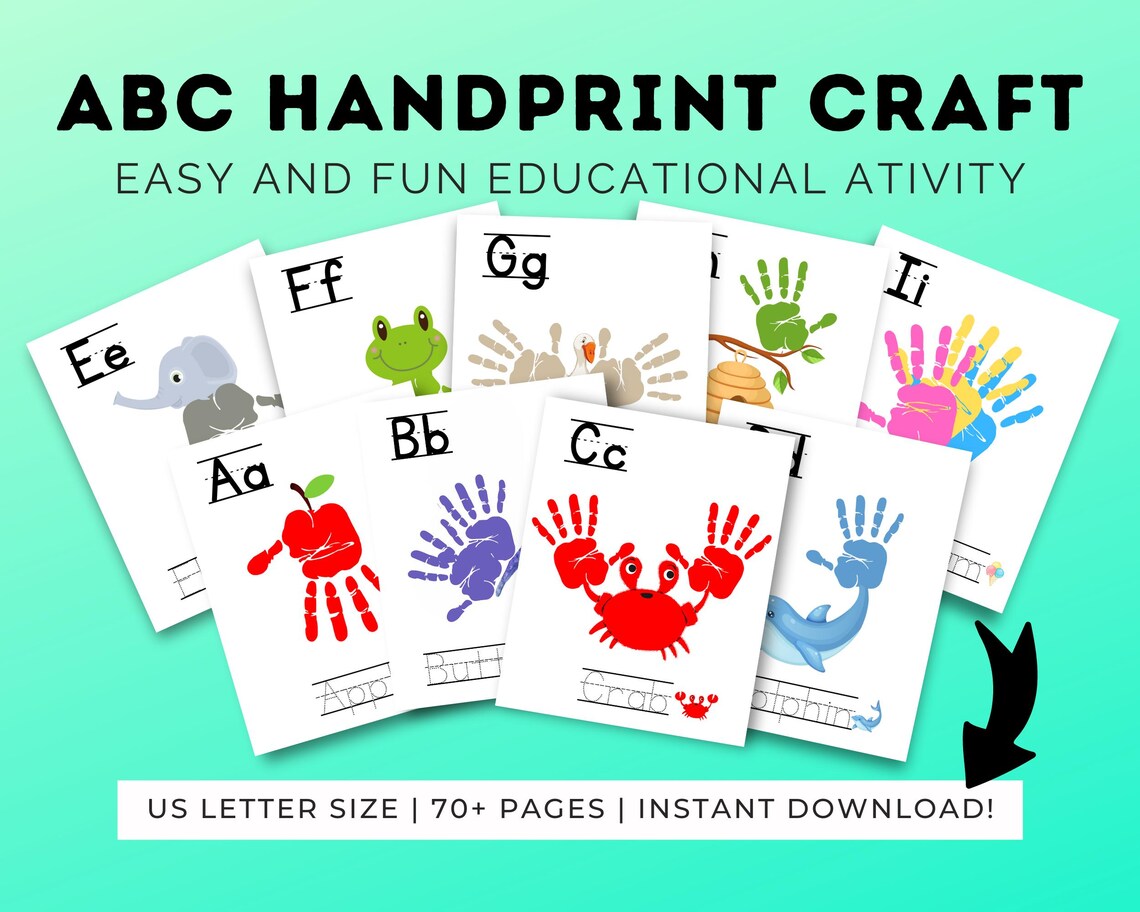 ABC Handprint Book, ABC Handprint Alphabet Art Craft Printable ...