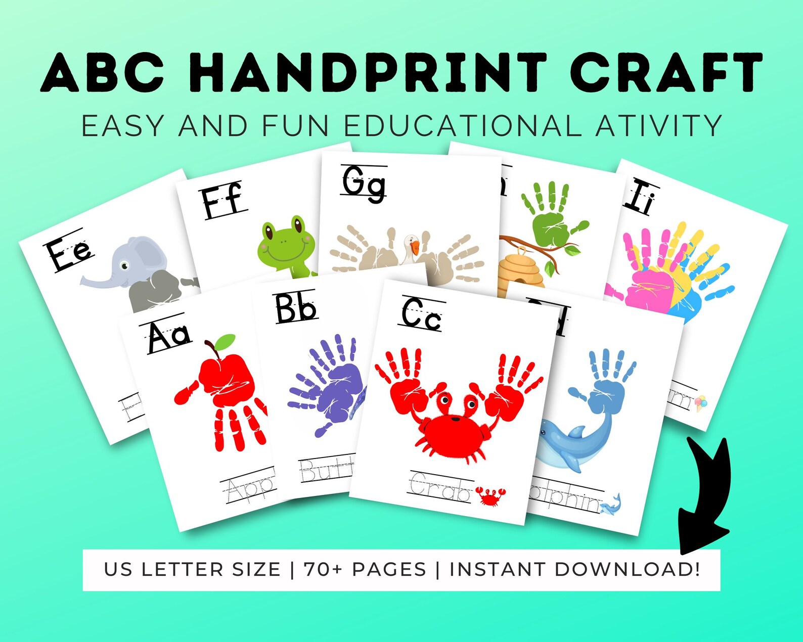ABC Handprint Book, ABC Handprint Alphabet Art Craft Printable ...