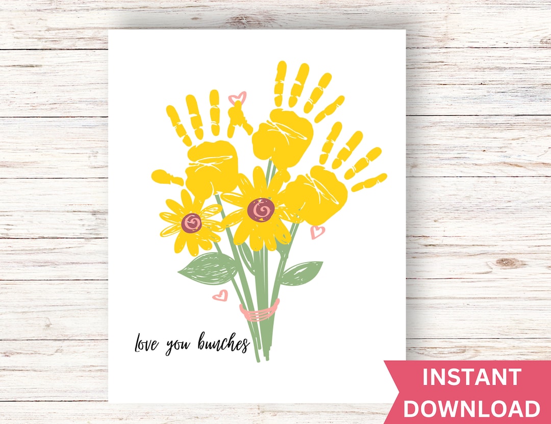 Flower 3 Handprint Art Keepsake| Handprint Gift for Mom or Nana ...