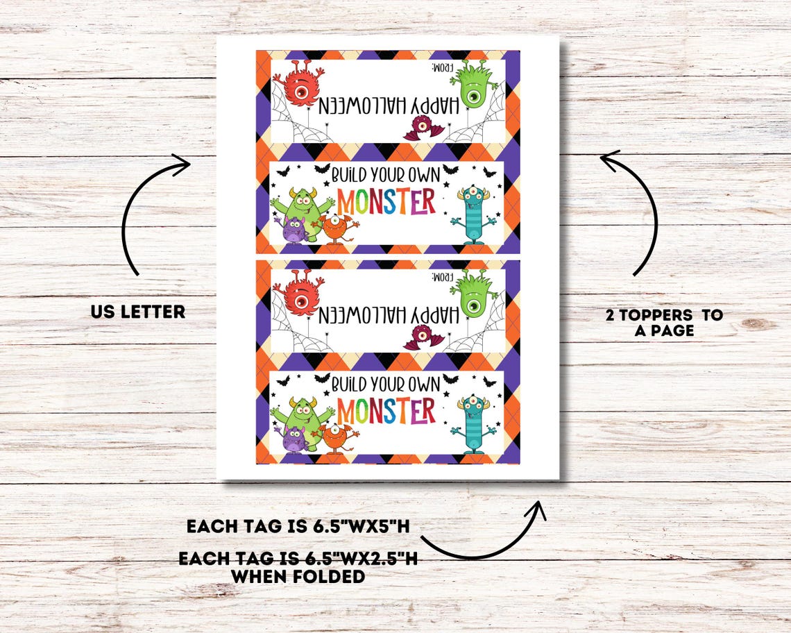 Build Your Own Monster, Halloween Printable Gift Tag Party Favor ...