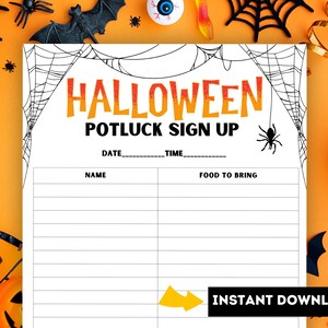Halloween Potluck Sign up Sheet Printable, Halloween Party Sign Up ...