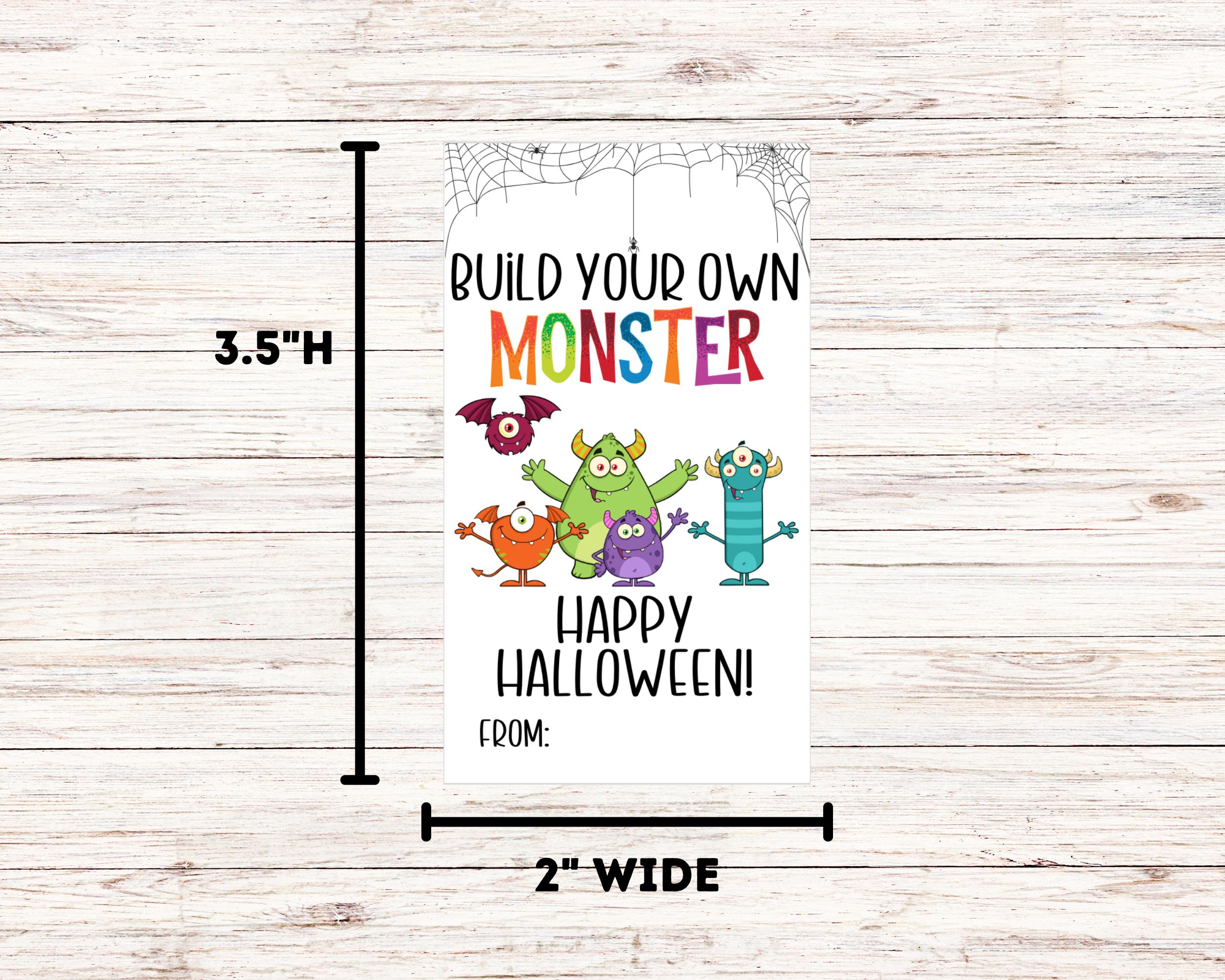 Build Your Own Monster, Halloween Printable Gift Tag Party Favor ...
