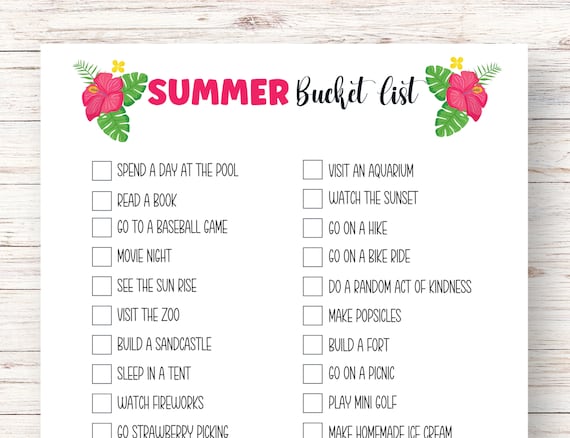 Printable Summer Bucket List Free Printable Summer Bucket List