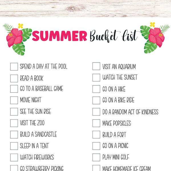Summer Bucket List Printable - Etsy
