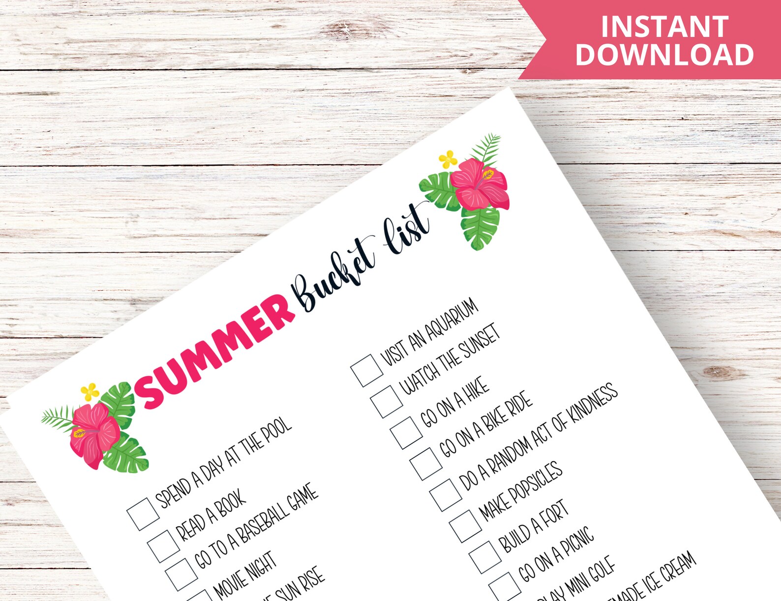 Summer Bucket List Printable for Kids Template | Summer Break ...
