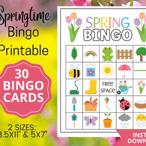 Springtime Bingo Printable| Spring Bingo | Springtime Bingo | Printable ...