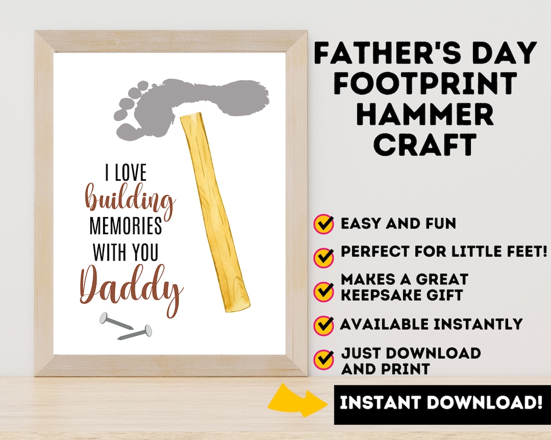 Fathers Day Handprint\ Footprint Hammer Craft| Footprint Poem for ...