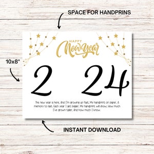 Happy New Year 2024 Handprint Art, Handprint 2024 Memory Keepsake Poem ...