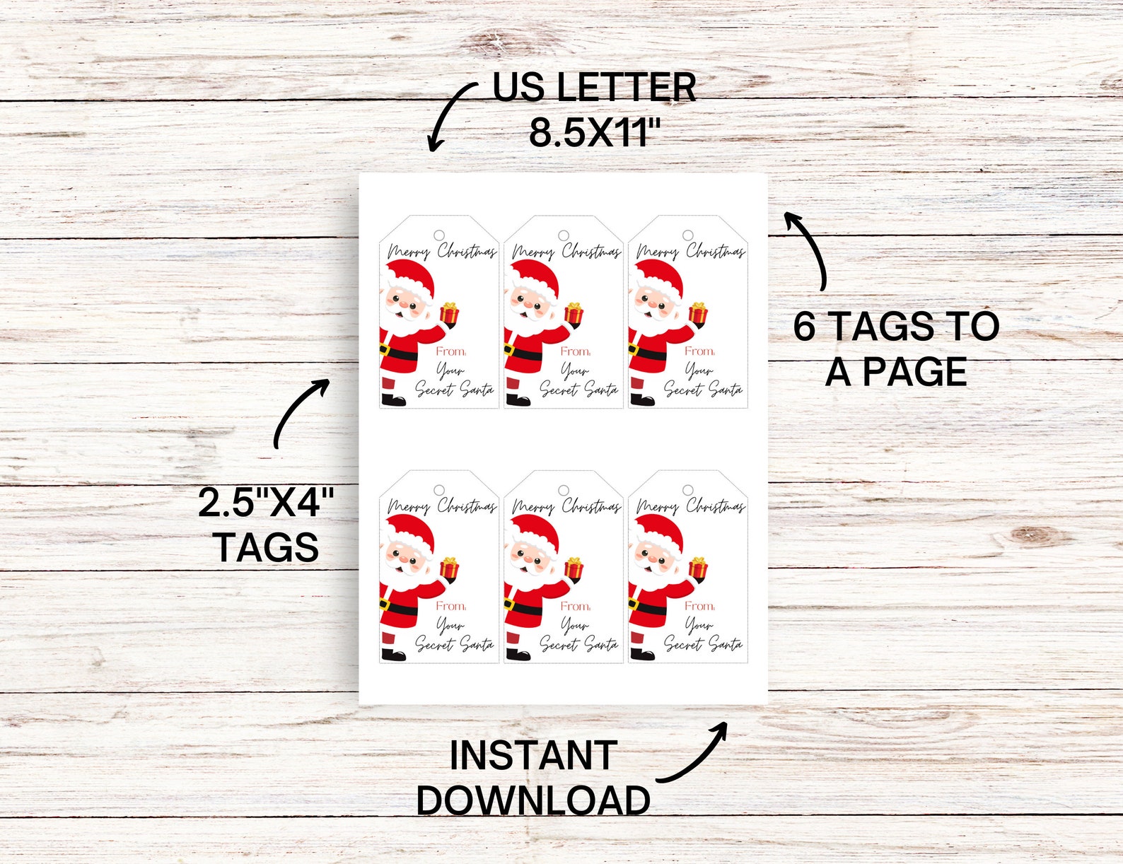 Printable Secret Santa Tags| Secret Santa Tags| Secret Santa Gift Tags ...
