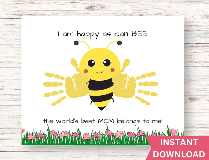 Mothers Day Handprint Art Bee| Handprint Mothers Day Gifts | Mothers ...
