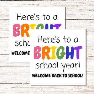 Here's to a BRIGHT School Year| Welcome Back to School Tag | Back to ...