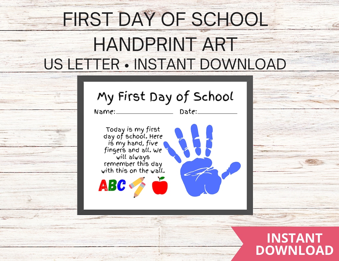 First Day of School Handprint Art Craft Keepsake | Back to School ...
