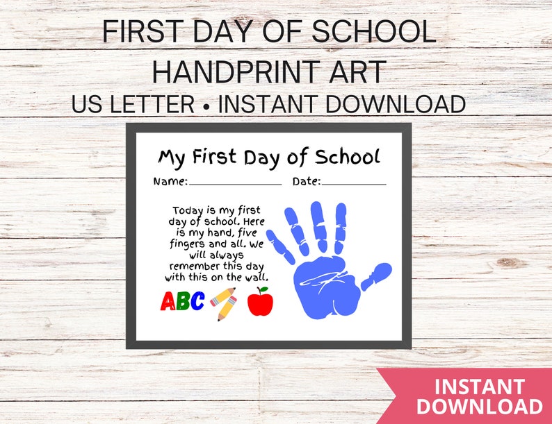 First Day of School Handprint Art Craft Keepsake | Back to School ...