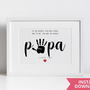 Papa Handprint Printable| Handprint Poem for Father's Day Gift |kids ...