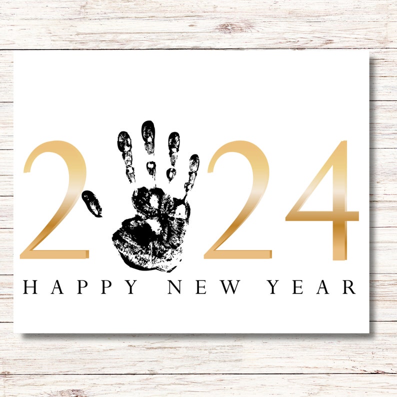 Happy New Year 2024 Handprint Art, Handprint 2024 Memory Keepsake ...