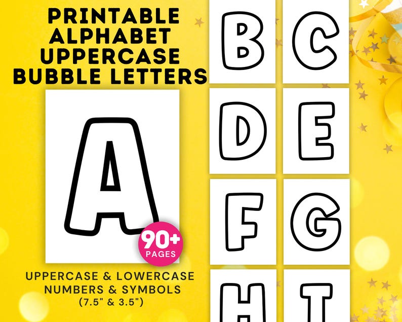 Printable Alphabet Uppercase Bubble PDF, Individual Letters A-Z for ...