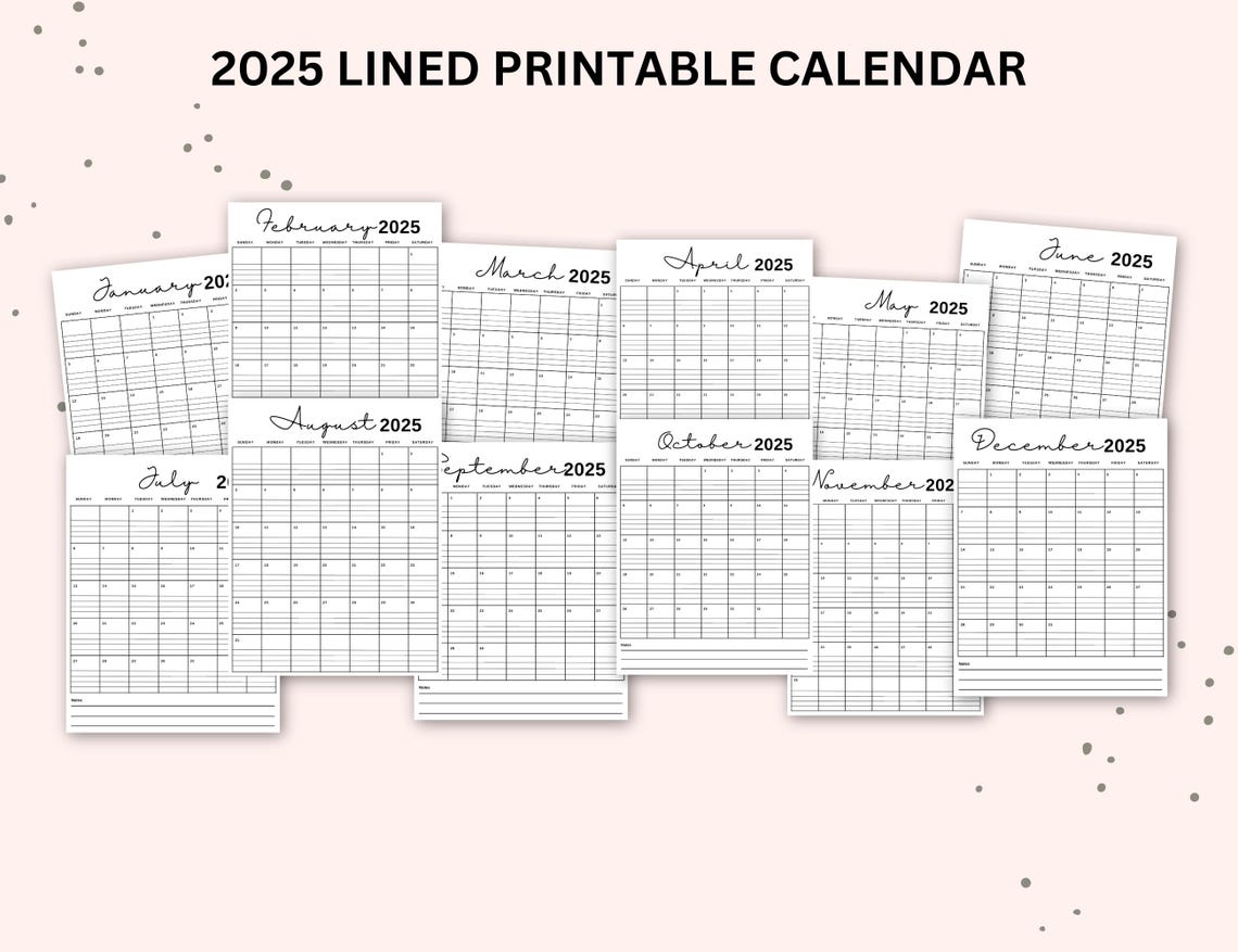 Printable Calendar 2024 & 2025 With Lines, Calendar Printable Portrait ...