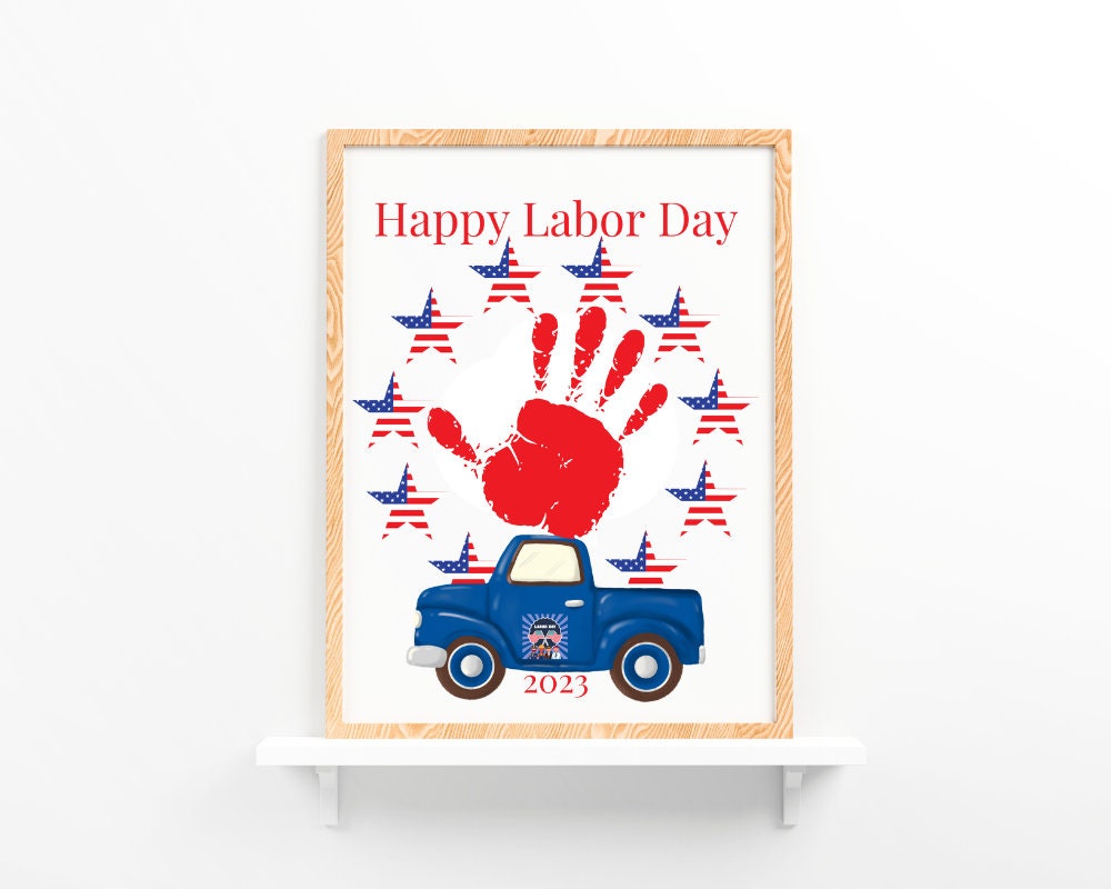 Labor Day Handprint Art Craft | Happy Labor Day Activity Printable ...