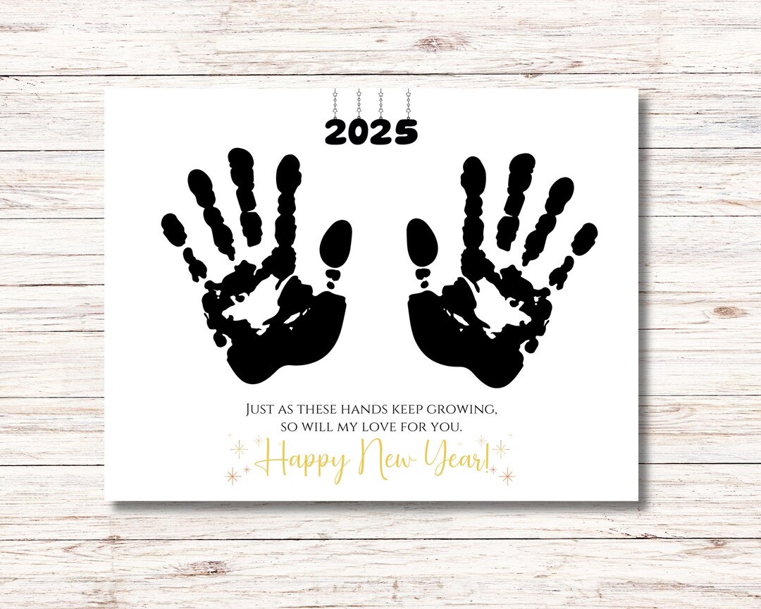 Handprint 2025, Happy New Year 2025 Handprint Art, Memory Keepsake ...