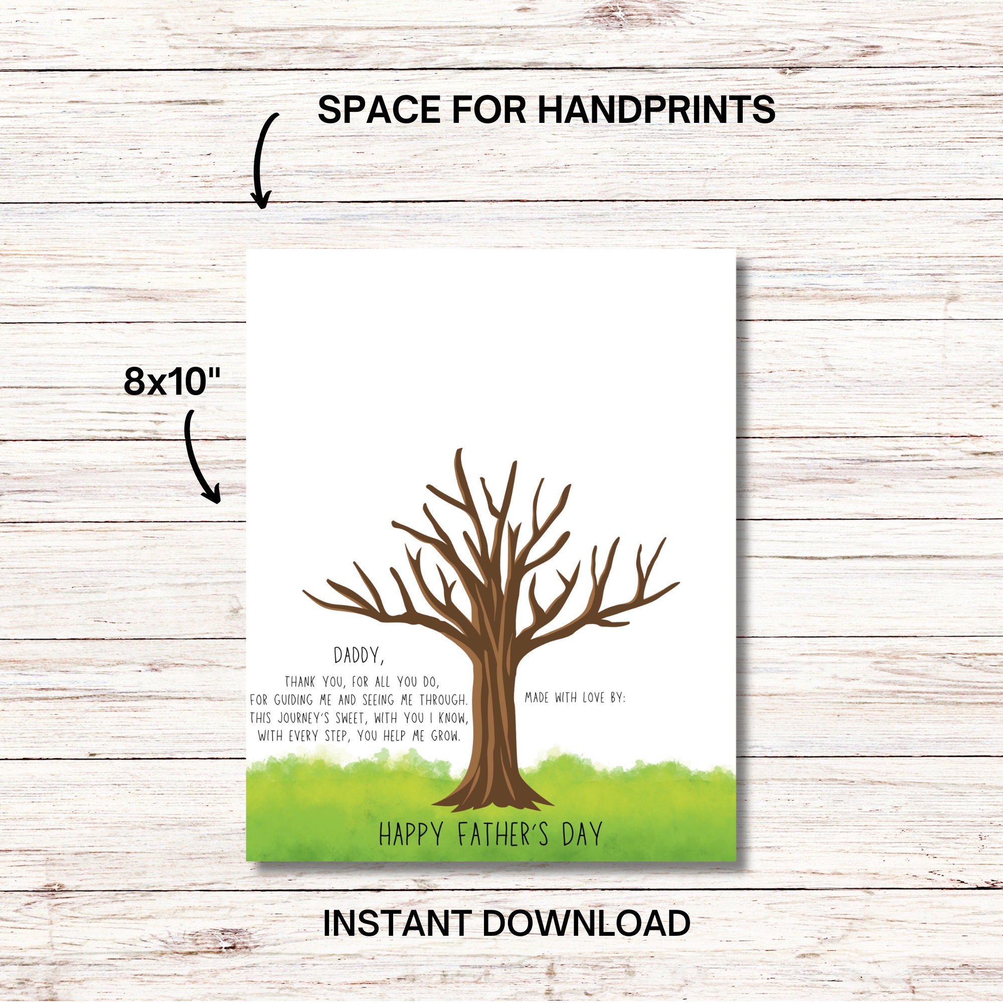Father Day Handprint Tree Gift From Kids, Fathers Day Card, Handprint ...