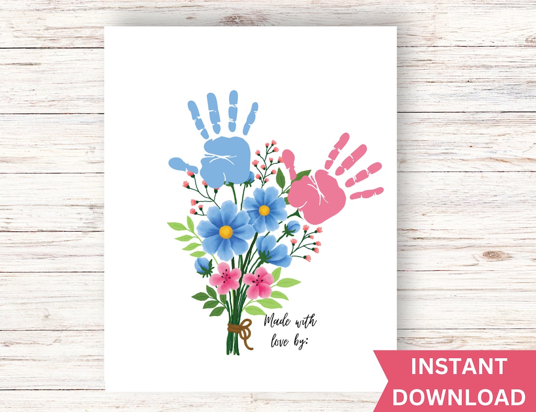 Mothers Day Handprint Flowers Bouquet Gift| Mothers Day Sign Handprint ...