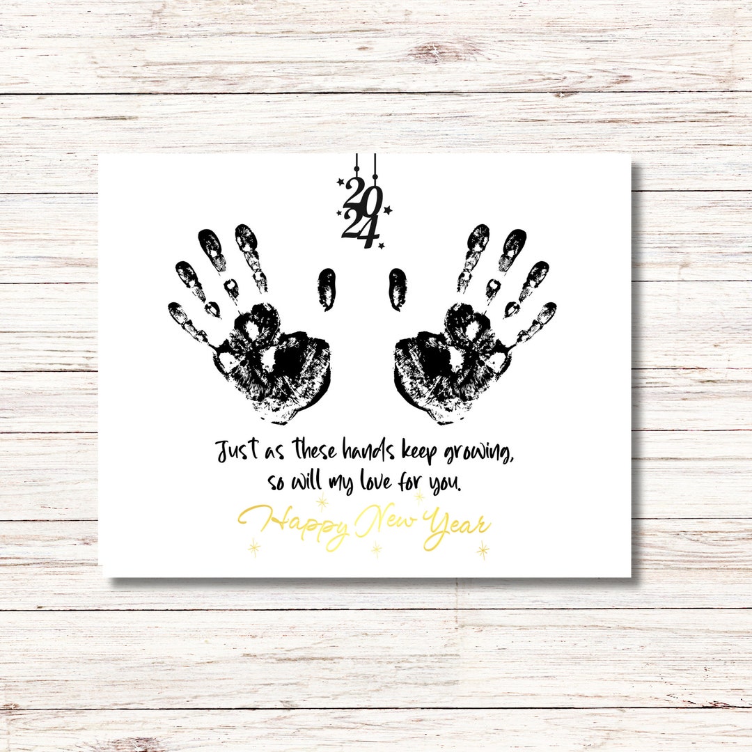 Handprint 2024, Happy New Year 2024 Handprint Art, Memory Keepsake ...